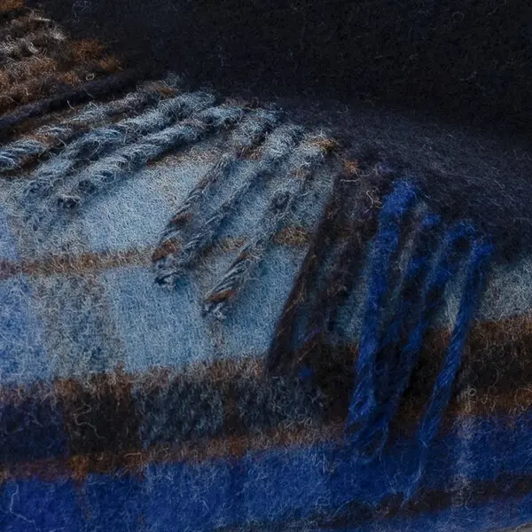 PRINCE OF SCOTS Tartan Reversible Double Merino Wool Throw - Blue Buchanan