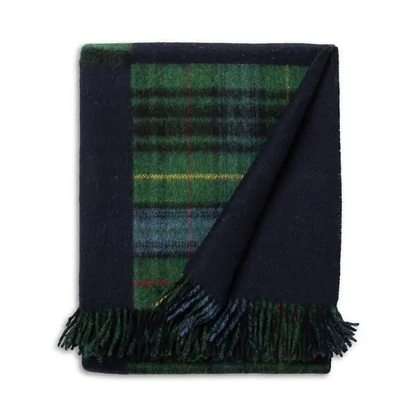 PRINCE OF SCOTS Tartan Reversible Double Merino Wool Throw - Classic Patchwork