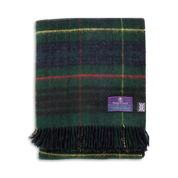PRINCE OF SCOTS Tartan Reversible Double Merino Wool Throw - Hunting Stewart
