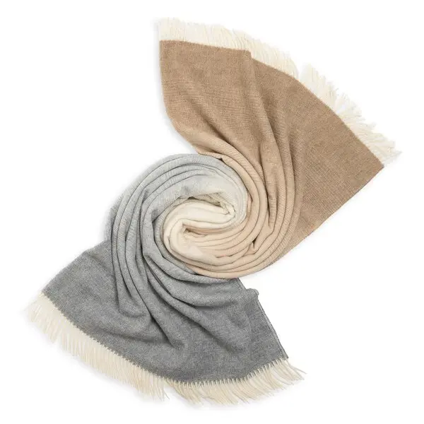 PRINCE OF SCOTS Whisper Ombre Merino Wool Throw - Fog