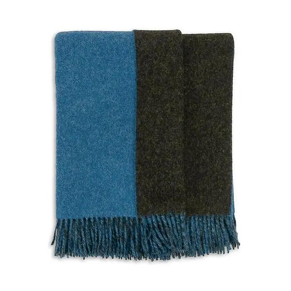 PRINCE OF SCOTS The Gentle Collection Reversible Double Cloth Lambswool Throw - Sea/green