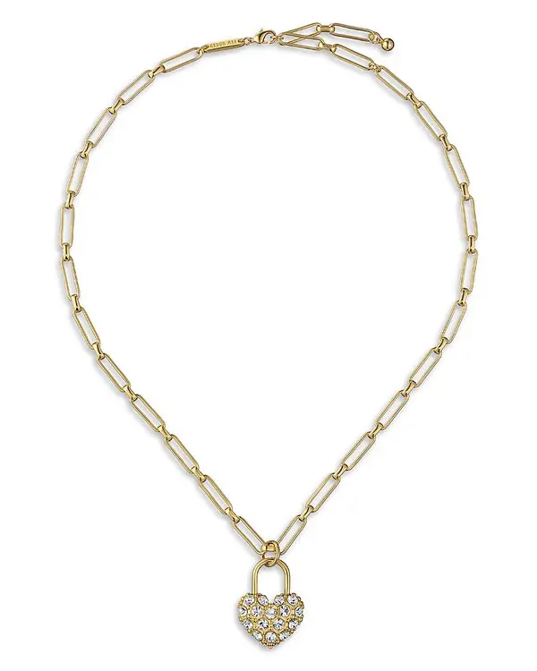 Ted Baker London Paris Statement Pave Crystal Padlock Pendant Necklace - Gold Tone