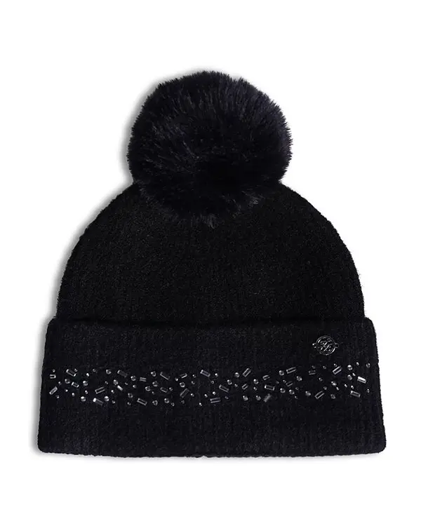 Ted Baker London Embellished Beanie & Gloves Set - Black