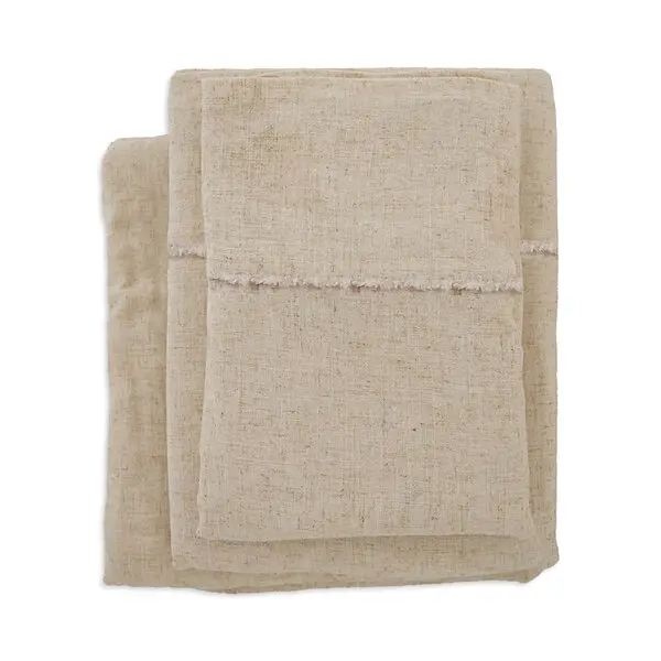 POM POM AT HOME Remi Linen Blend Frayed Sheet Set, King - Natural