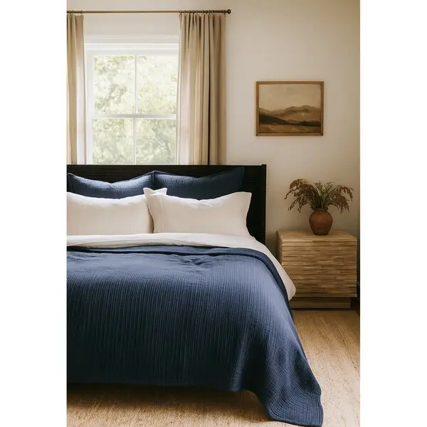POM POM AT HOME Chatham Matelasse King Sham, 20 X 36 - Navy