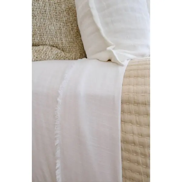 POM POM AT HOME Remi Linen Blend Frayed Sheet Set, Queen - White