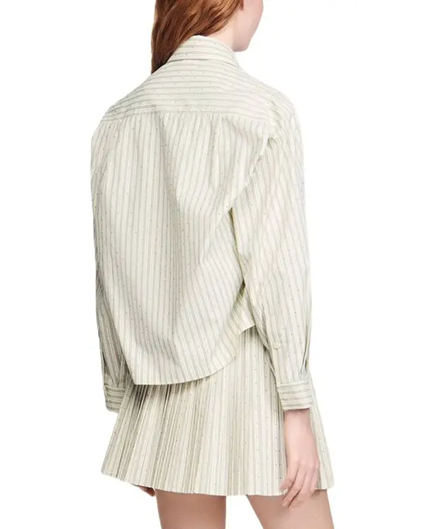 Sandro Striped Rhinestone Shirt