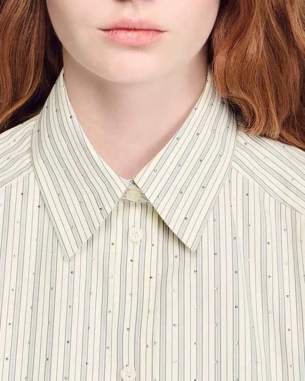 Sandro Striped Rhinestone Shirt
