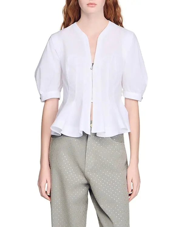Sandro Zipped Peplum Shirt