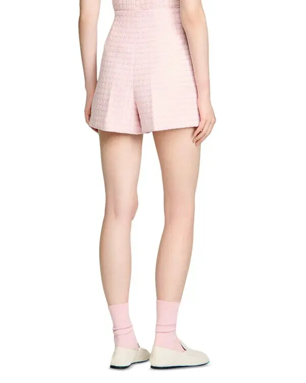 Sandro Sequin Check Tweed Shorts