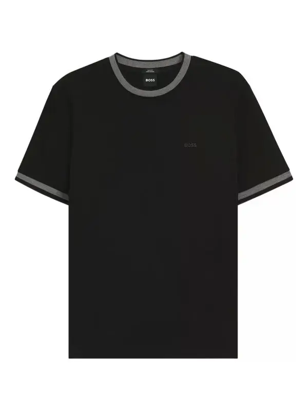 BOSS Contrast-collar Cotton T-shirt - Black