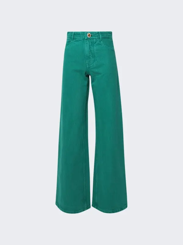 Christopher Esber Relaxed Wide Leg Denim Jean - Green