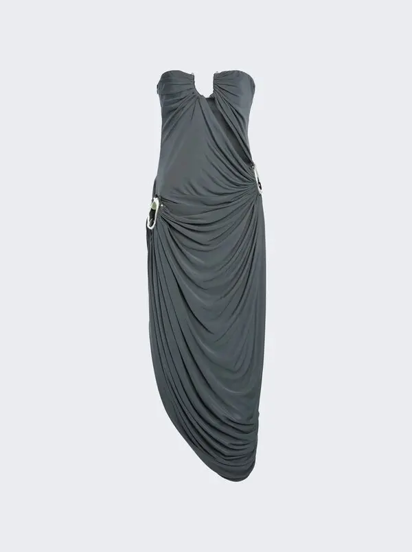 Christopher Esber Orica Crystal Ruched Jersey Strapless Dress - Blue