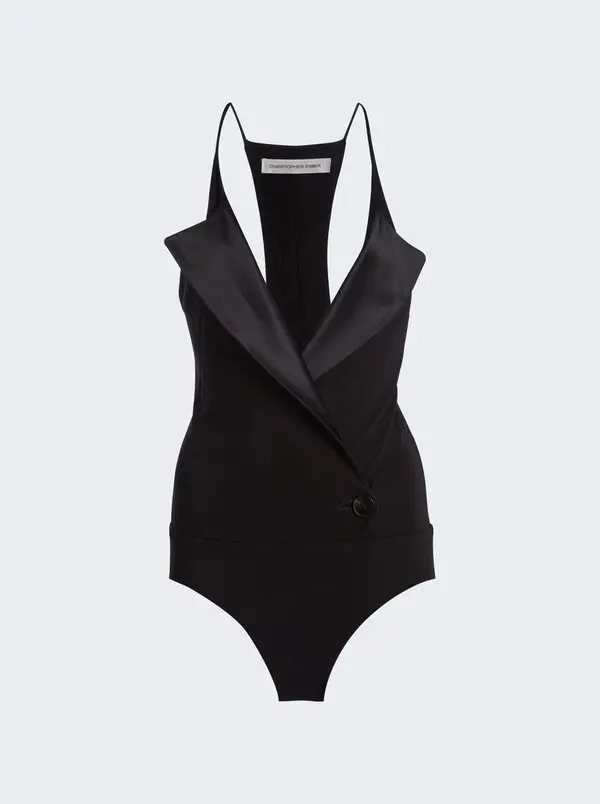 Christopher Esber Didion Satin Contrast Jersey Bodysuit