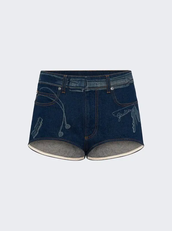 JEAN PAUL GAULTIER Trompe L'oeil Denim Shorts