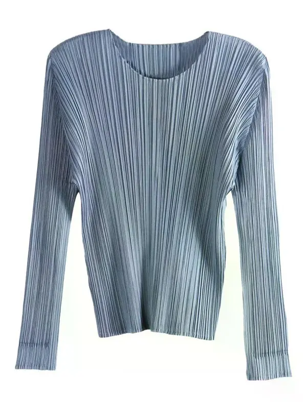 Issey Miyake Pleated Long-sleeved Top - Blue