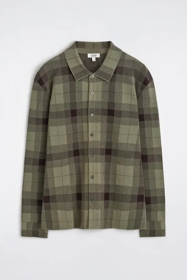 Cos Relaxed Knitted Cotton Shirt - Green