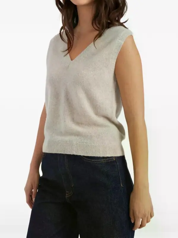 Chinti & Parker Cashmere V-neck Sleeveless Top - Neutrals