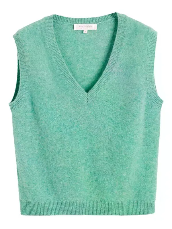 Chinti & Parker V-neck Cashmere Top - Green