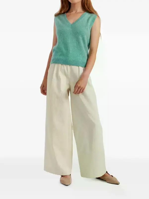 Chinti & Parker V-neck Cashmere Top - Green