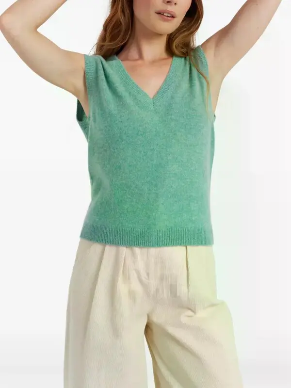 Chinti & Parker V-neck Cashmere Top - Green