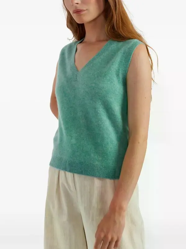 Chinti & Parker V-neck Cashmere Top - Green