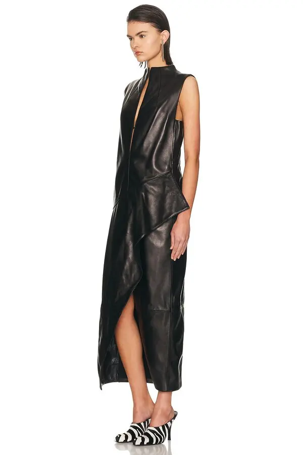 Khaite Hilda Lambskin Leather Dress