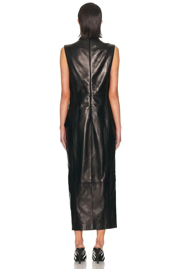 khaite leather dress Khaite Hilda Lambskin Leather Dress - Black