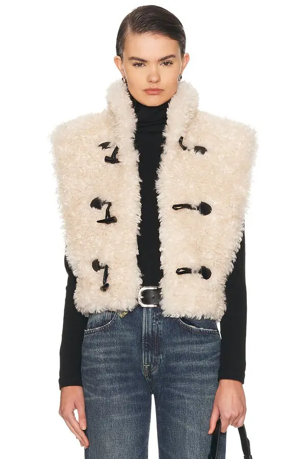 Isabel Marant Alisa Faux Fur Vest - Ecru
