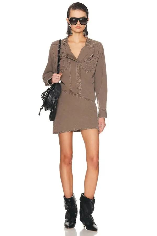Isabel Marant Étoile Nouria Mini Dress - Dark Bronze