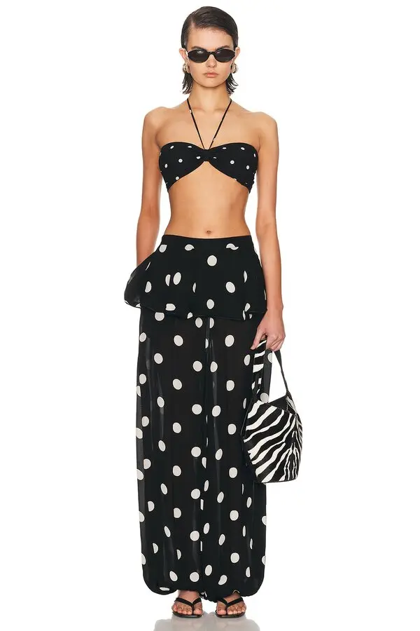 ADRIANA DEGREAS Polka Dot Bandeau Top