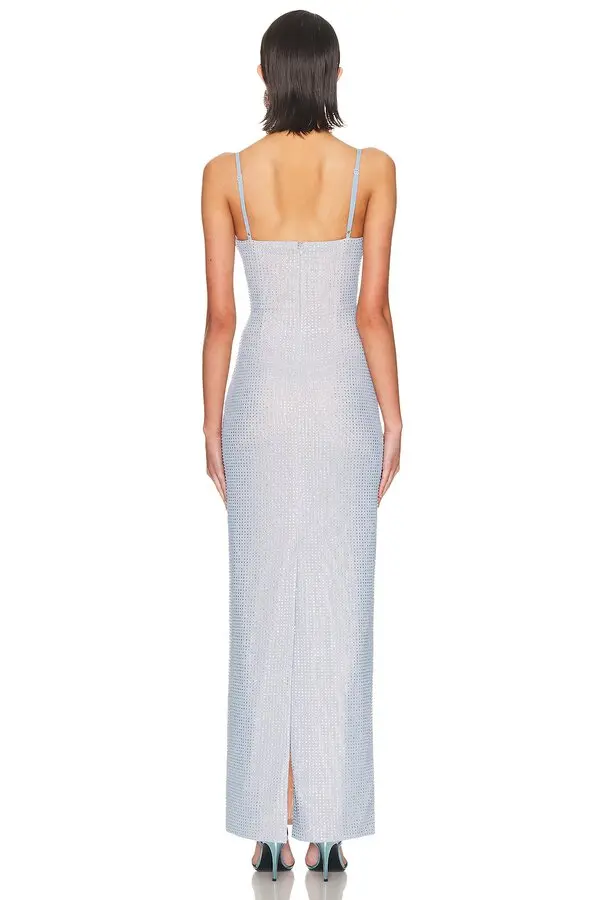 AREA Crystal Hotfix Gown - Sky Blue
