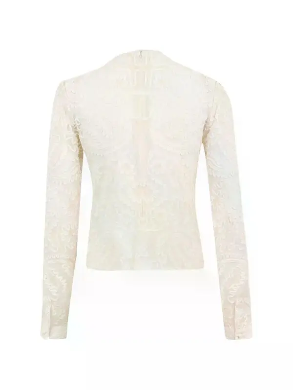 Farm Rio Embroidered Mock Neck Blouse