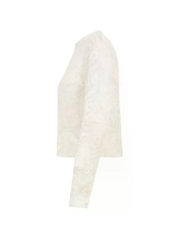 Farm Rio Embroidered Mock Neck Blouse