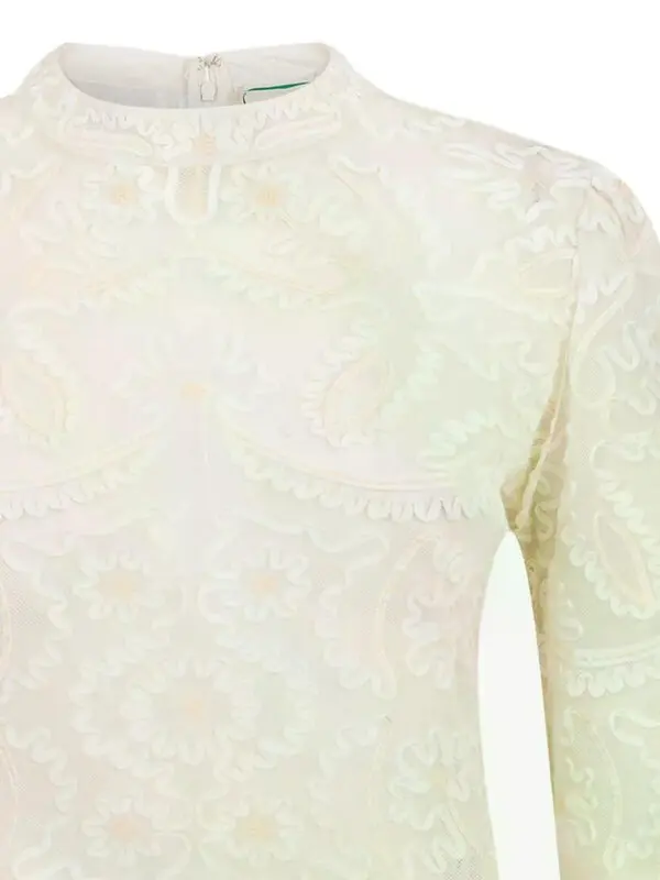Farm Rio Embroidered Mock Neck Blouse