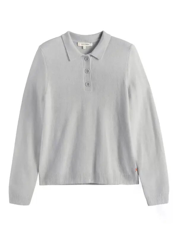 Chinti & Parker Long-sleeved Polo Sweater - Grey