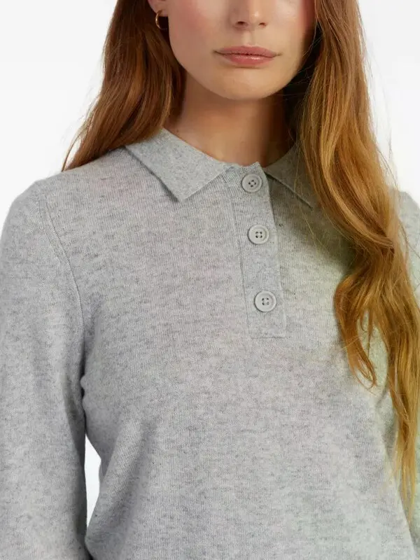 Chinti & Parker Long-sleeved Polo Sweater - Grey