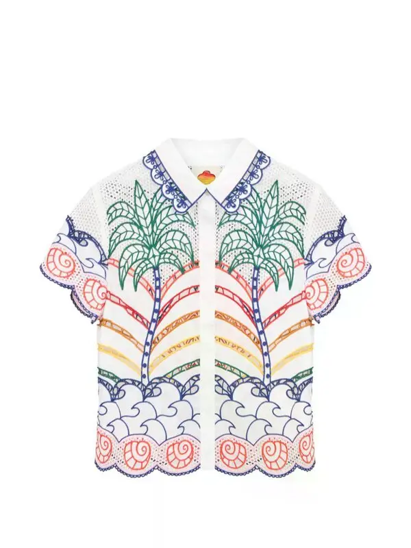 Farm Rio Tropical-print Shirt - White