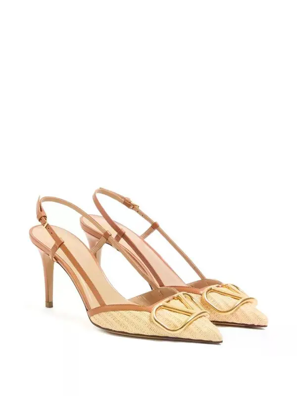 Valentino Garavani Vlogo Signature Slingback Pumps - Neutrals