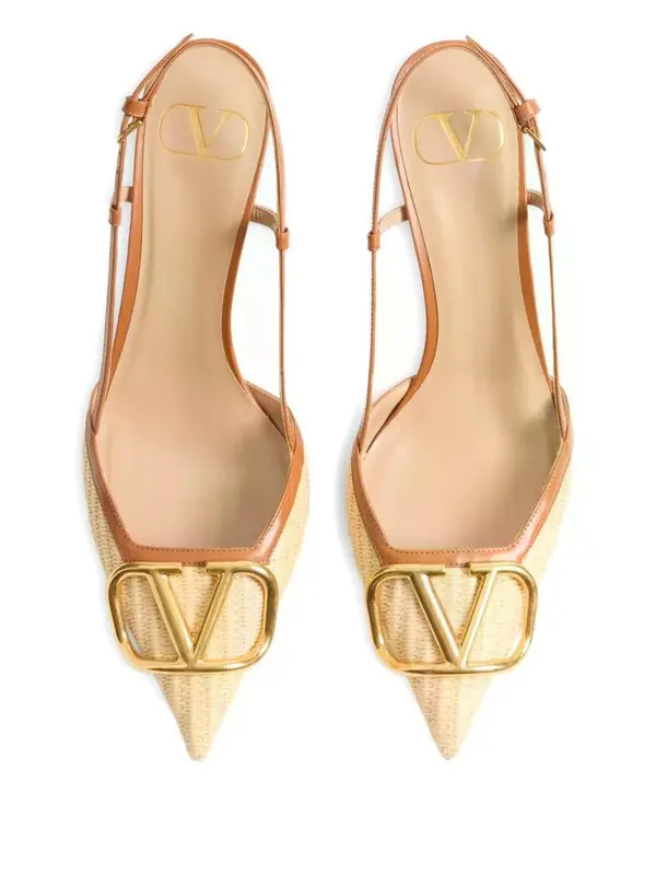 Valentino Garavani Vlogo Signature Slingback Pumps - Neutrals