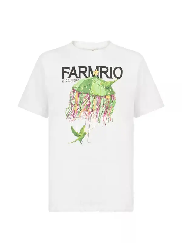 Farm Rio Parrot-print T-shirt - White