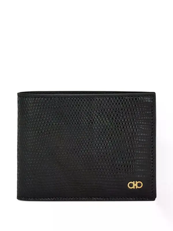 FERRAGAMO Leather Gancini Wallet - Black