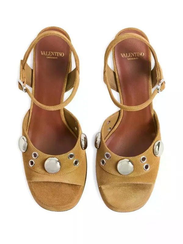 Valentino Garavani Nellcôte Platform Sandals In Split Leather 90mm - Brown