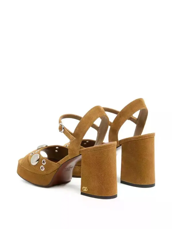 Valentino Garavani Nellcôte Platform Sandals In Split Leather 90mm - Brown