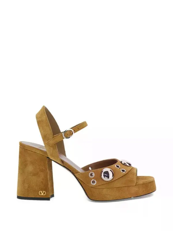 Valentino Garavani Nellcôte Platform Sandals In Split Leather 90mm - Brown
