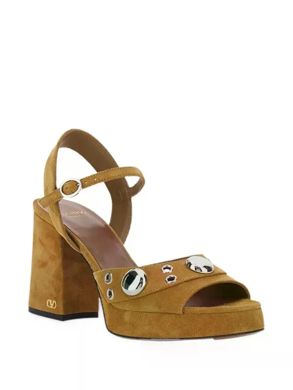 Valentino Garavani Nellcôte Platform Sandals In Split Leather 90mm - Brown
