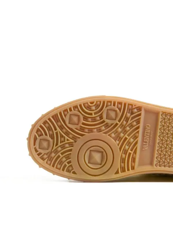 Valentino Garavani Upvillage Sneakers In Woven Raffia And Nappa Calfskin - Neutrals