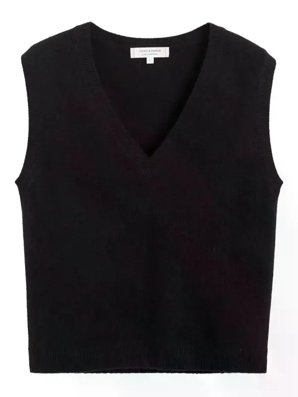 Chinti & Parker V-neck Cashmere Top - Black