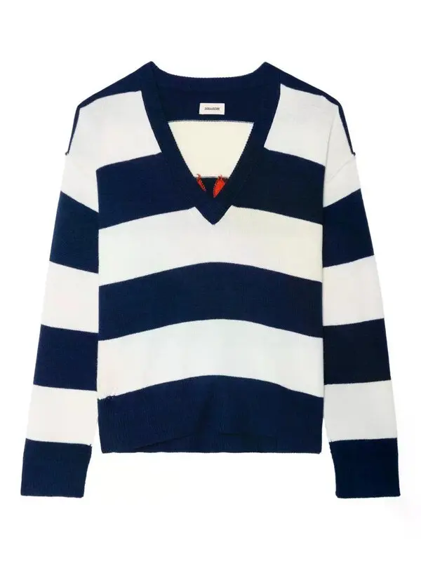 Zadig&Voltaire Striped V-neck Sweater - Blue