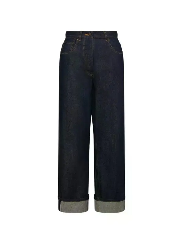 Thom Browne Wide Leg Turn-up Cuff Jeans - Blue